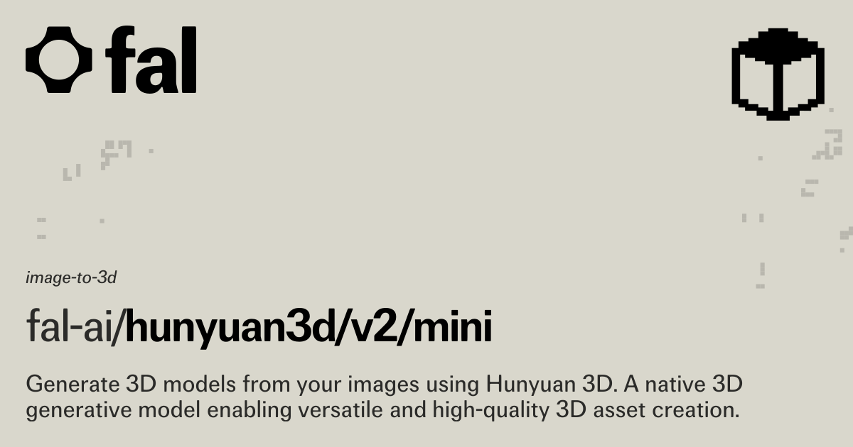 Hunyuan3D (Image to 3D) API on fal