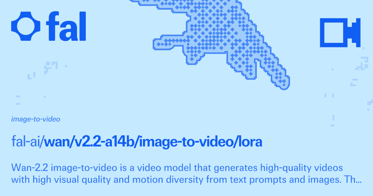 Wan v2.2 A14B Image-to-Video A14B with LoRAs | Image to Video | fal.ai